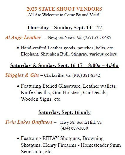 VSSA Vendors – Home of the Virginia Skeet Shooting Association