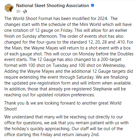 NSSA World Shoot – Home of the Virginia Skeet Shooting Association