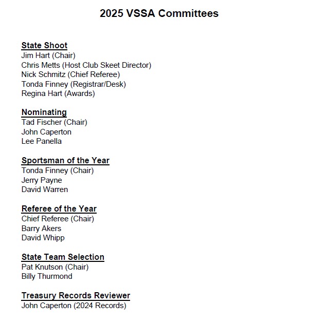 VSSA Committees – Home of the Virginia Skeet Shooting Association